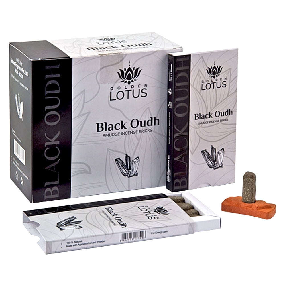 Golden Lotus Natural Smudge Incense Bricks, 180 Brick Bulk Box - Black ...
