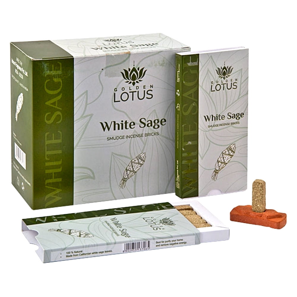 Golden Lotus Natural Smudge Incense Bricks, 180 Brick Bulk Box - White ...