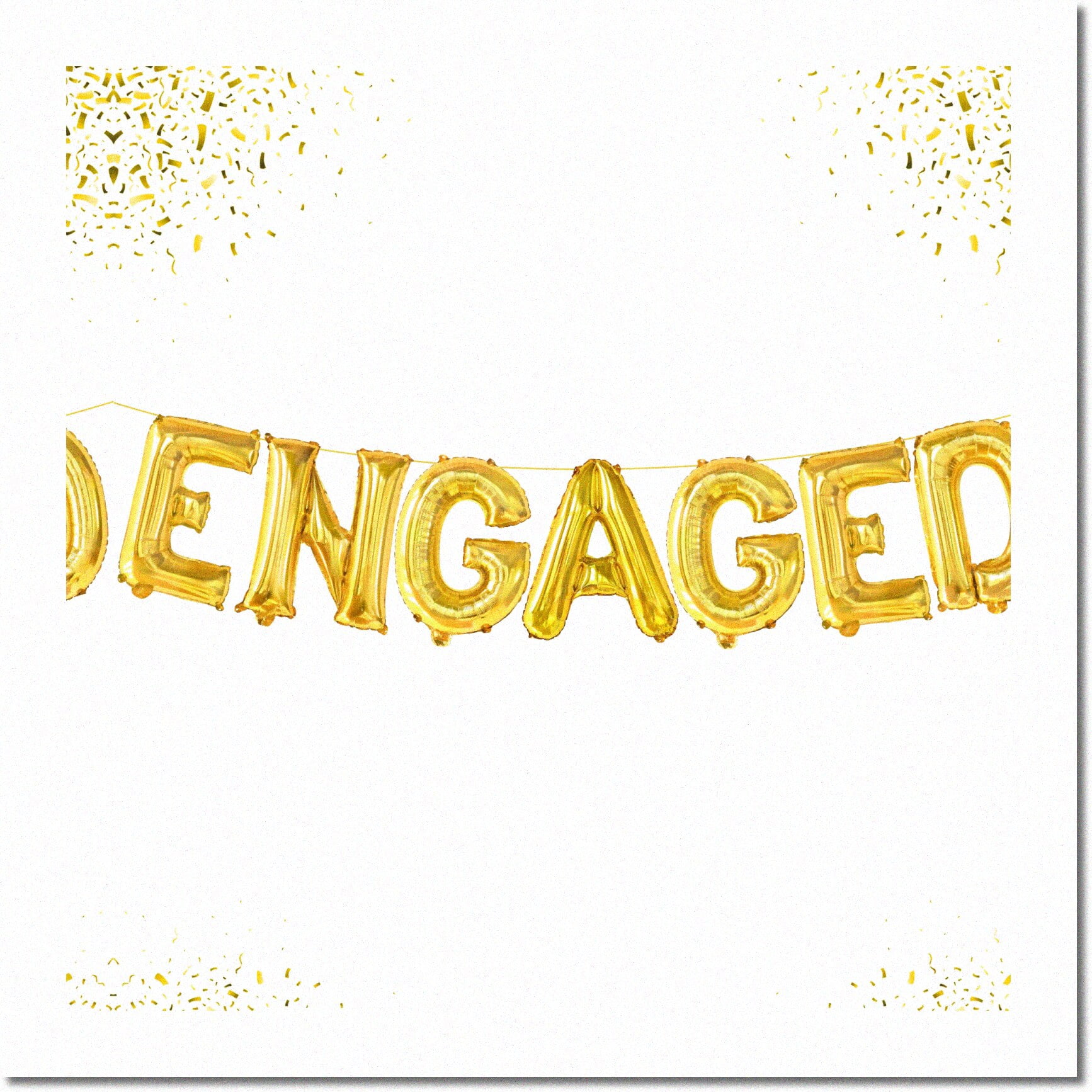 Golden Love Celebration Kit - 16" Engaged Balloons, Banner ...
