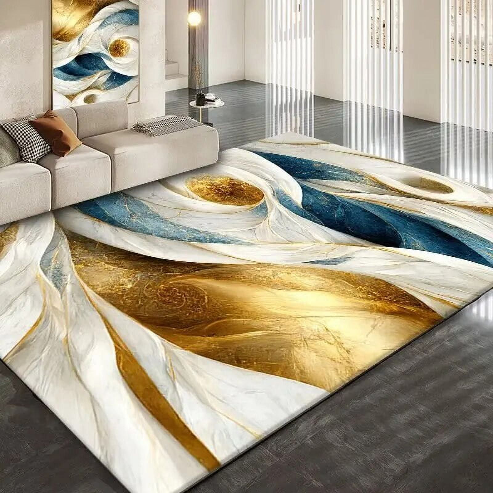 Golden Luxury Carpet Living Room Home Abstract Decoration Carpets Hotel ...