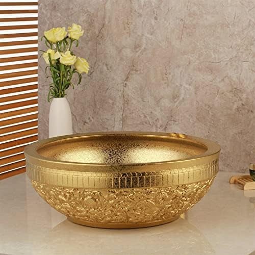 Golden Luxury Ceramic Lavatory Bathroom Tap Washbasin Basin Sink Set ...