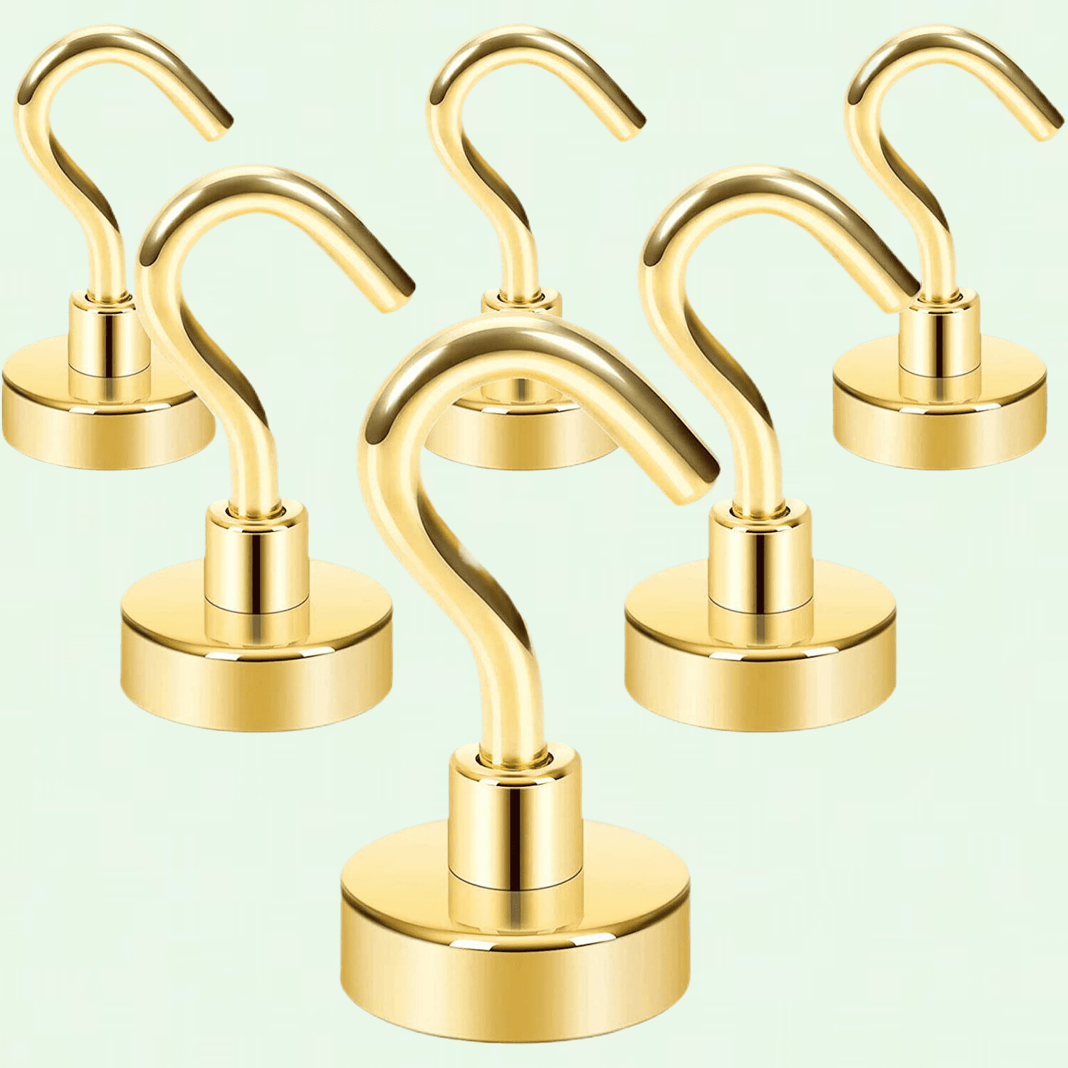 Golden Magnetic Hooks Pack of 6, Heavy Duty Earth Magnets with Hook for ...
