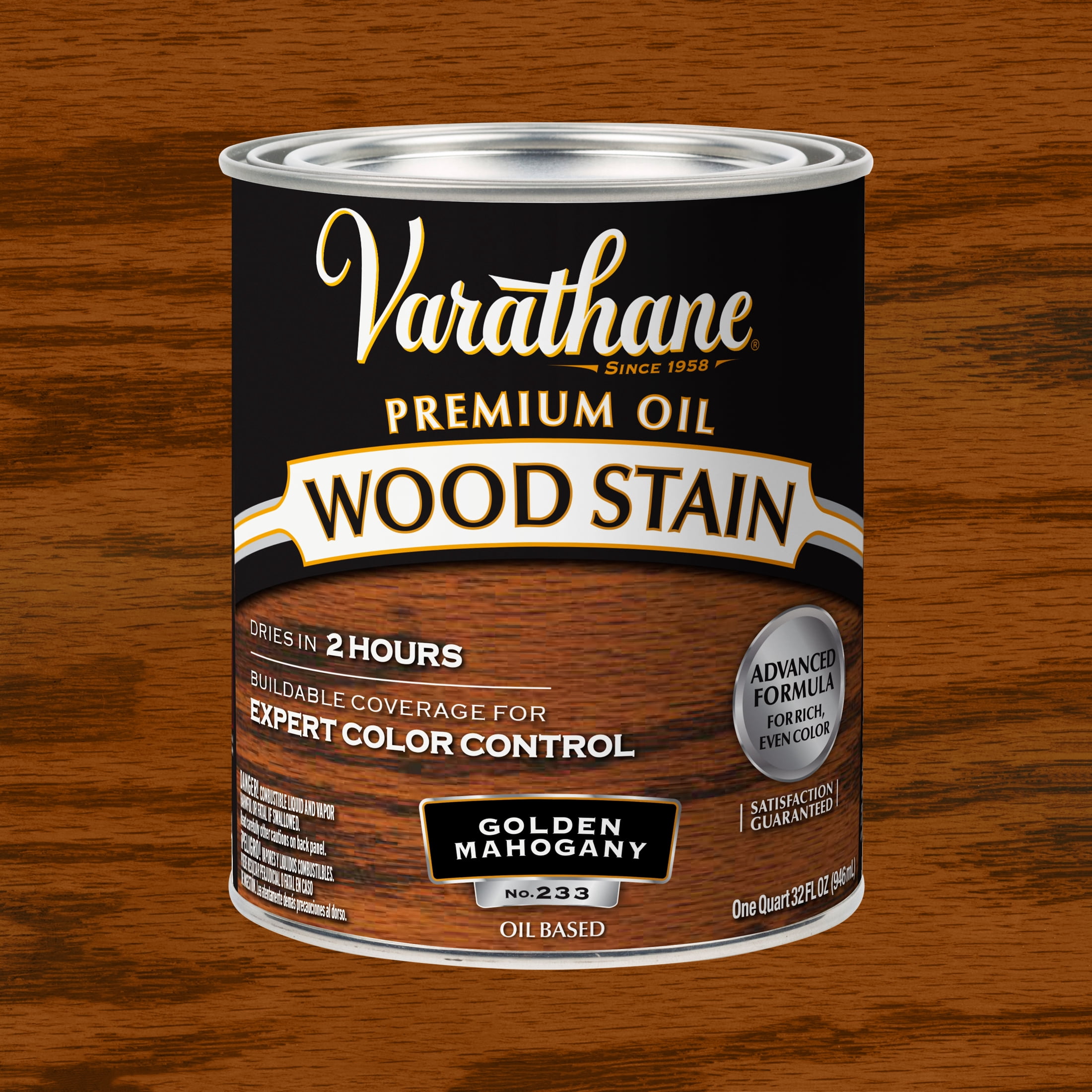 Varathane Golden Mahogany Oil-Based Wood Stain, Deep Penetration, Quart ...