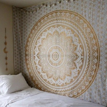 Golden Tapestry Boho Mandala Hippie Tapestries Bohemian Mandala ...