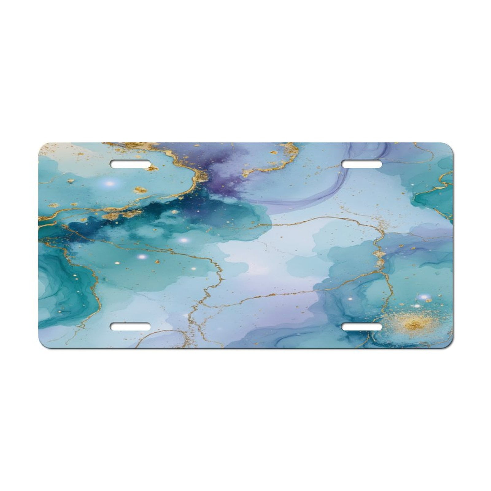 Golden Marble Aqua Abstract Art License Plate Lightweight Aluminum ...