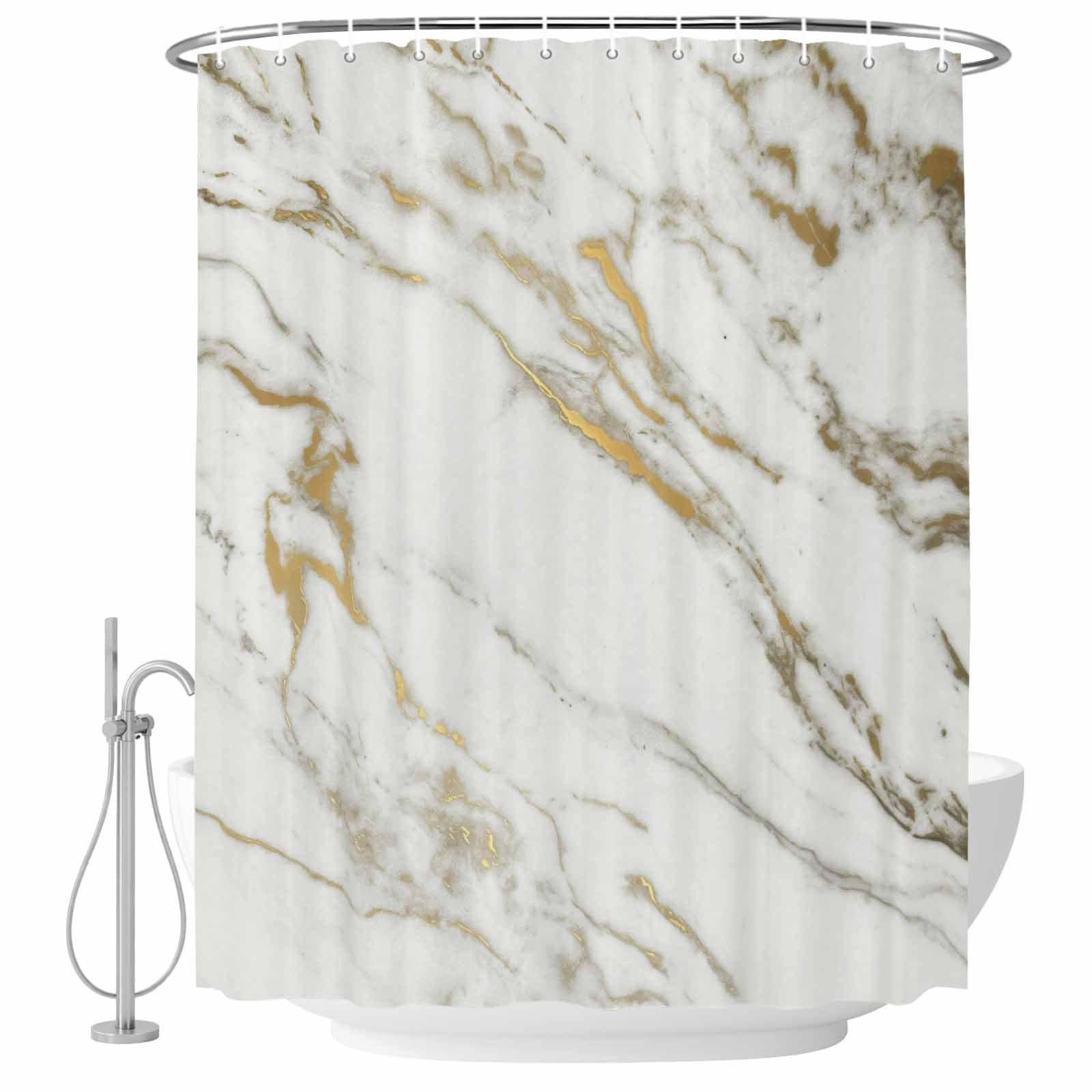 Golden Marble Shower Curtain, Waterproof Shower Curtains for Bathroom ...