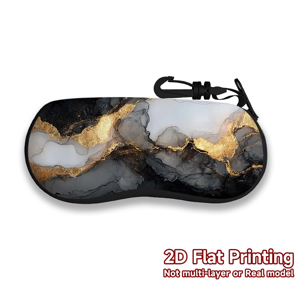 Golden Marble Swirls Pattern Glasses Case Neoprene Lightweight Soft ...