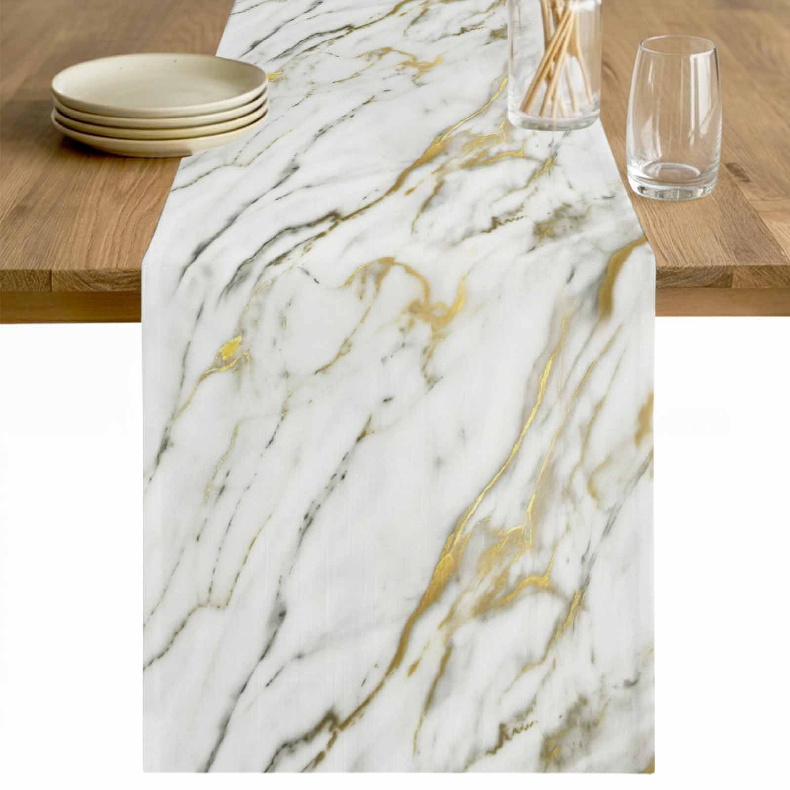 Golden Marble Table Runner 108 Inches Long Farmhouse Dress Scarves ...