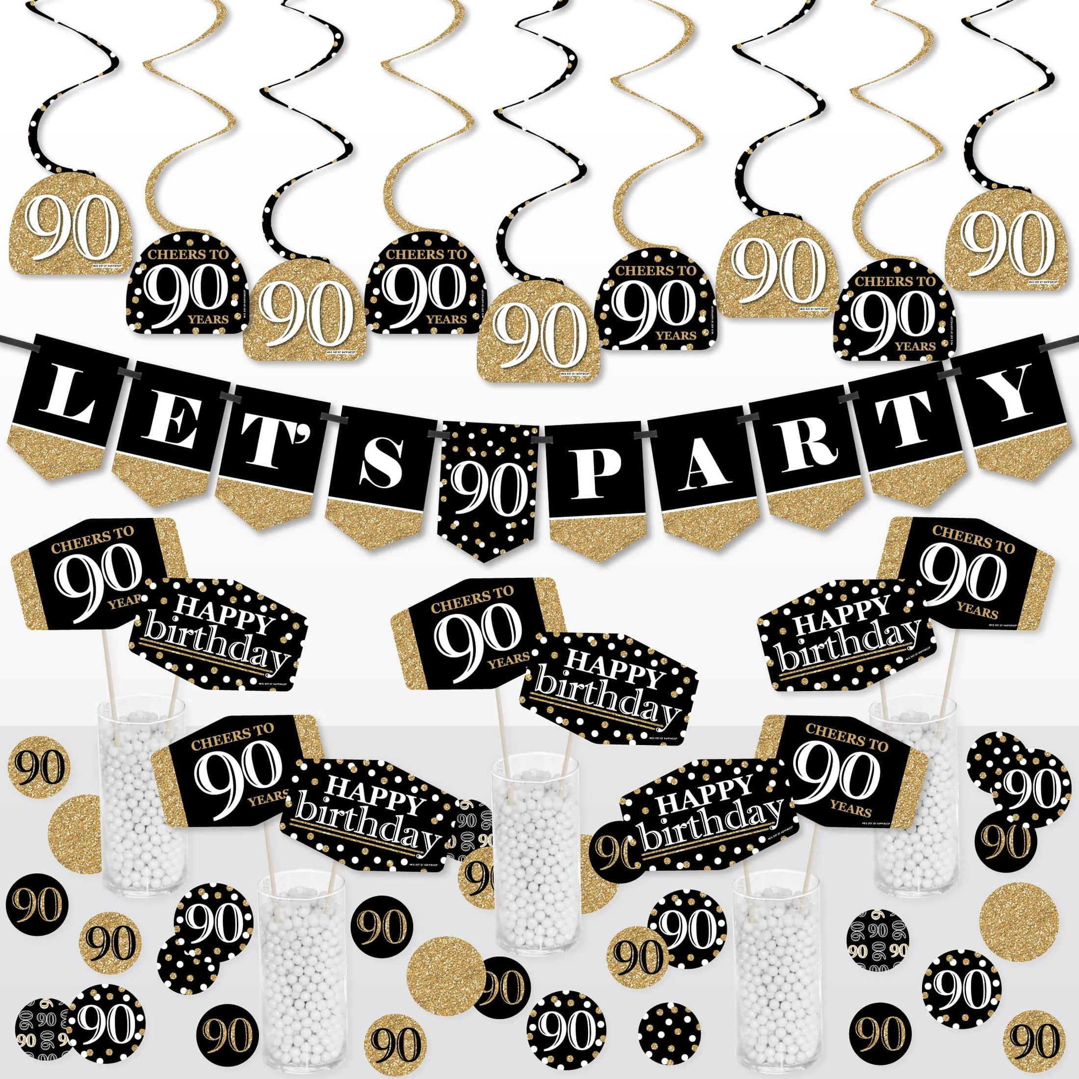 Golden Memories 90th Birthday Celebration Kit - 51 Piece Party ...