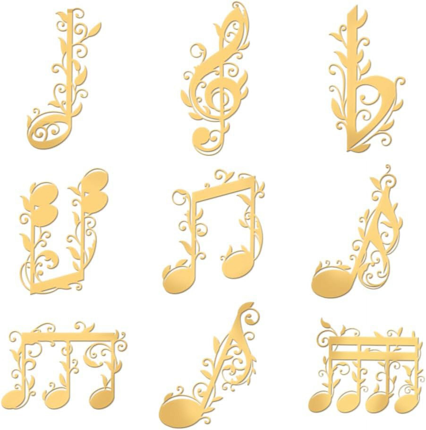 Golden Metal Musical Note Stickers - 9pcs 1.6x1.6 inch Self-Adhesive ...
