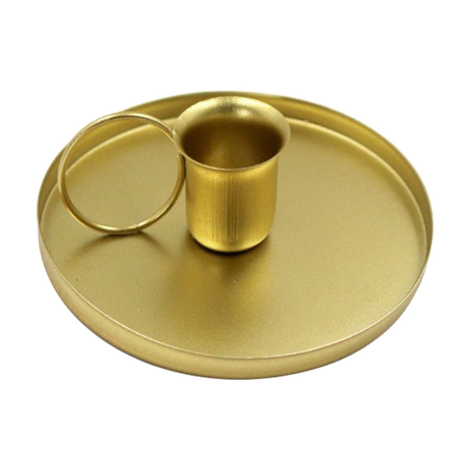 Golden Metal Teacup Line Candlestick Holder, 4.1"X1.3" Wrought Iron ...