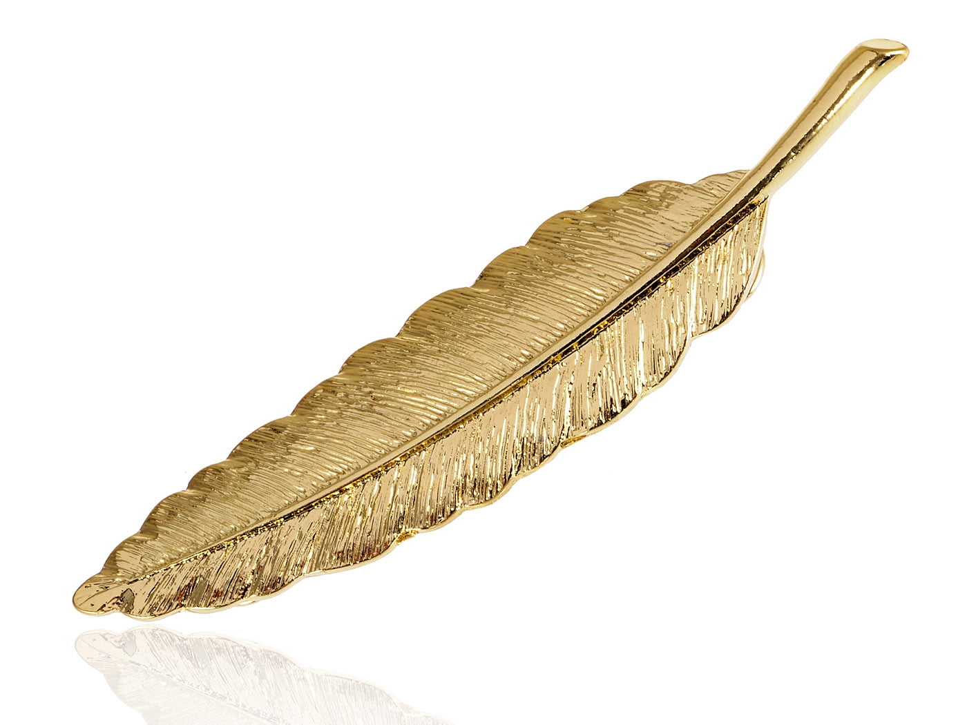 Golden Metal Tone Etched Solitary Leaf Fashion Brooch - Walmart.com