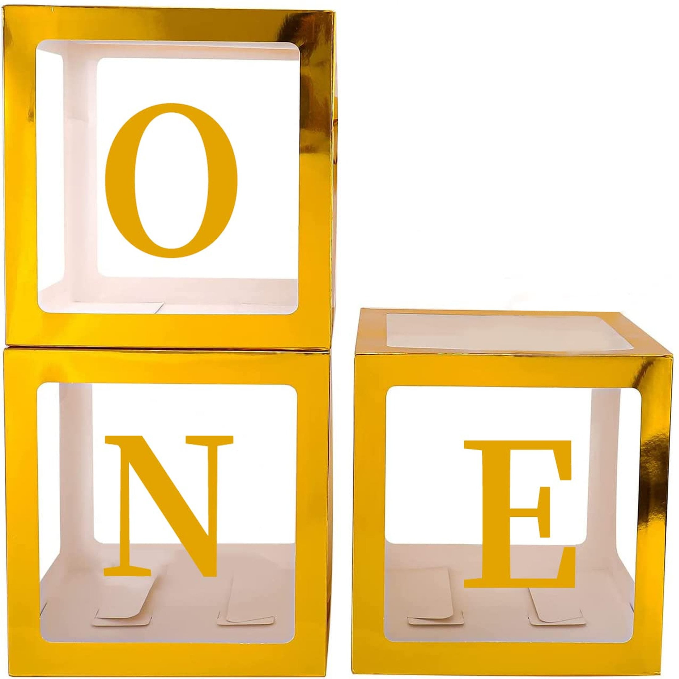 Golden Milestone Birthday Cube Set for Kids, featuring ONE Balloon ...