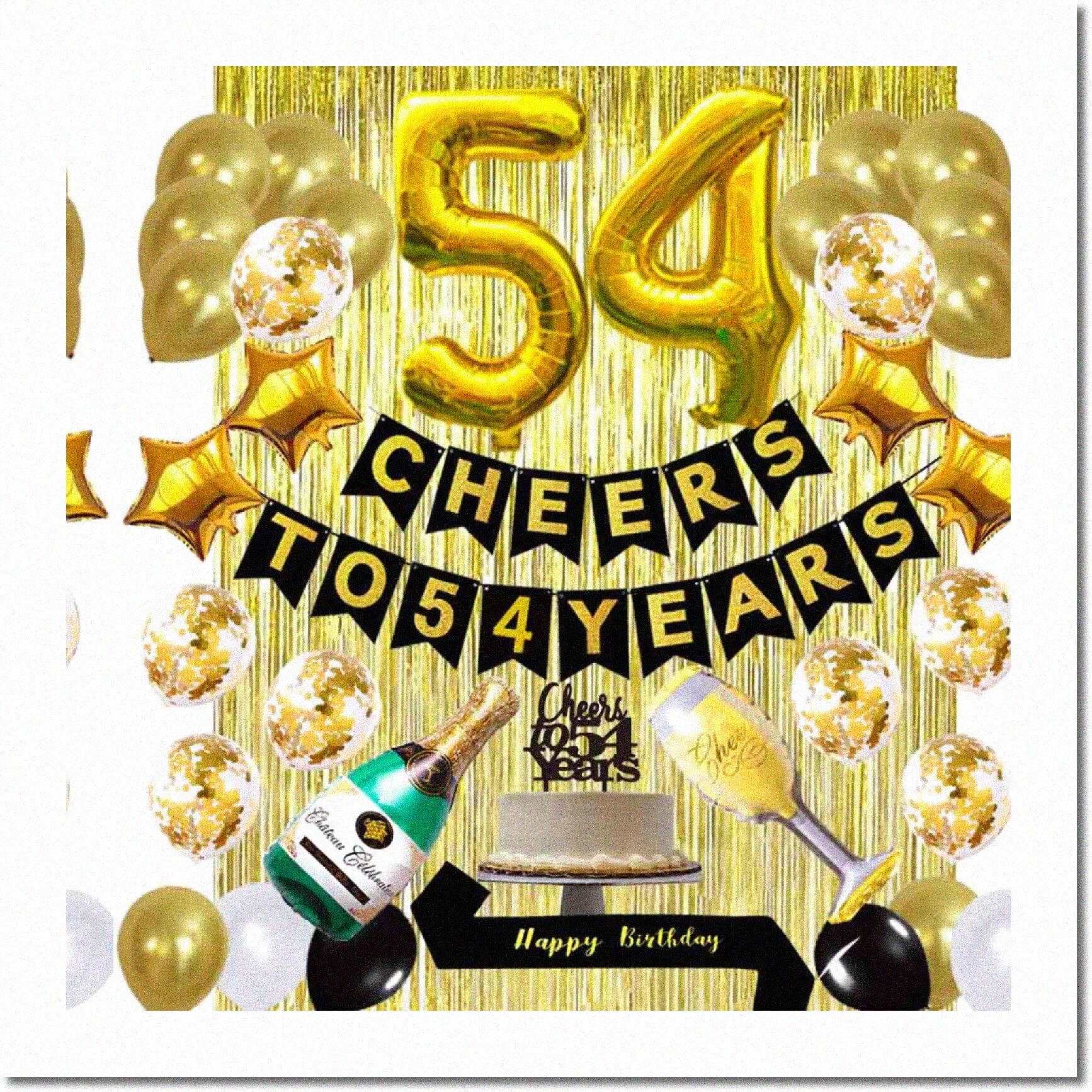 Golden Milestone Celebration Kit - 54th Birthday Bash with Cheers ...
