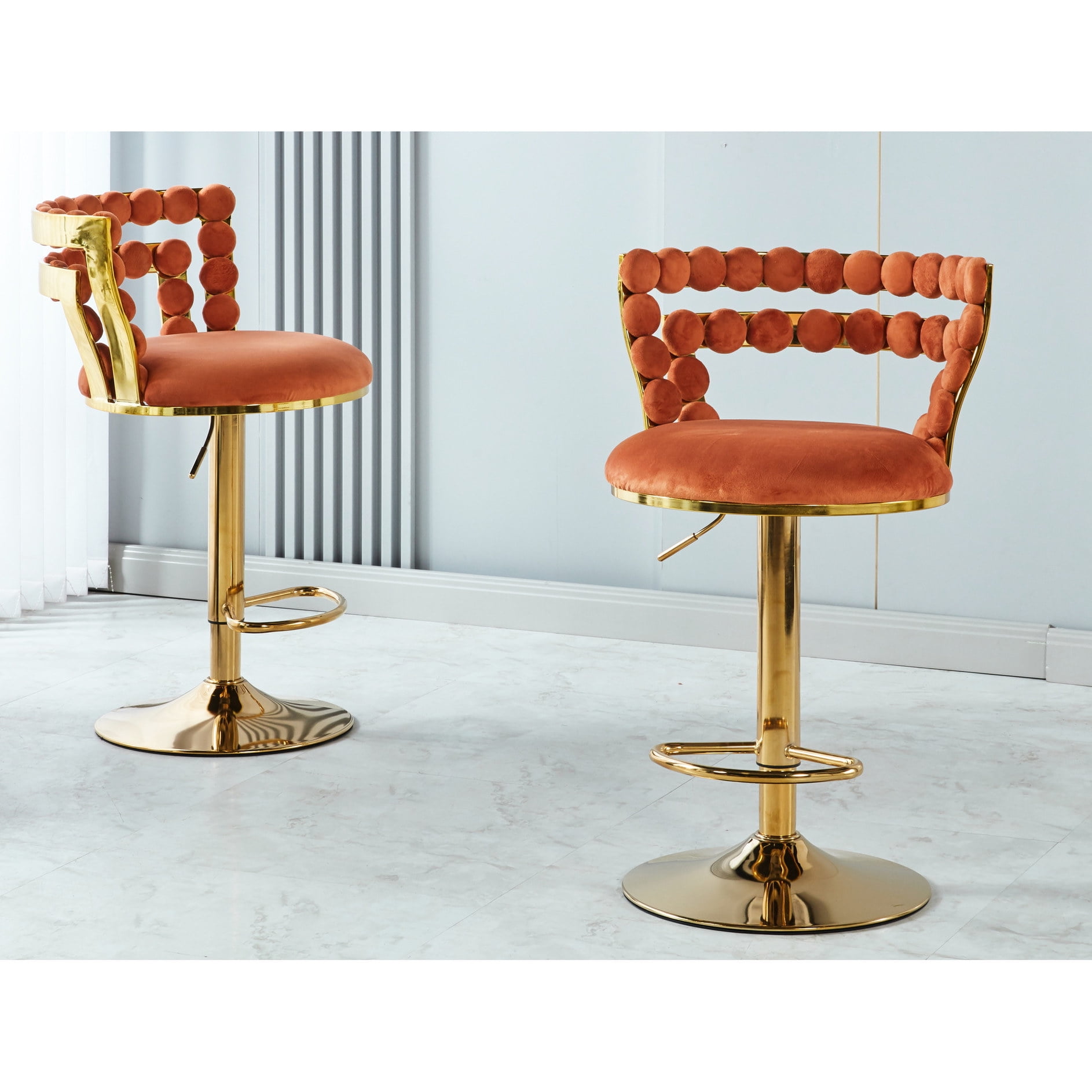 Golden Modern Bar Stools, Fabric+Metal Construction - Walmart.com