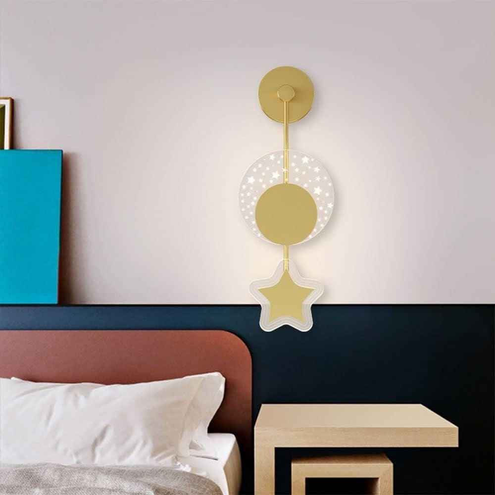 Golden Modern Creative Wall Light Children's Room Wall Lamp with ...