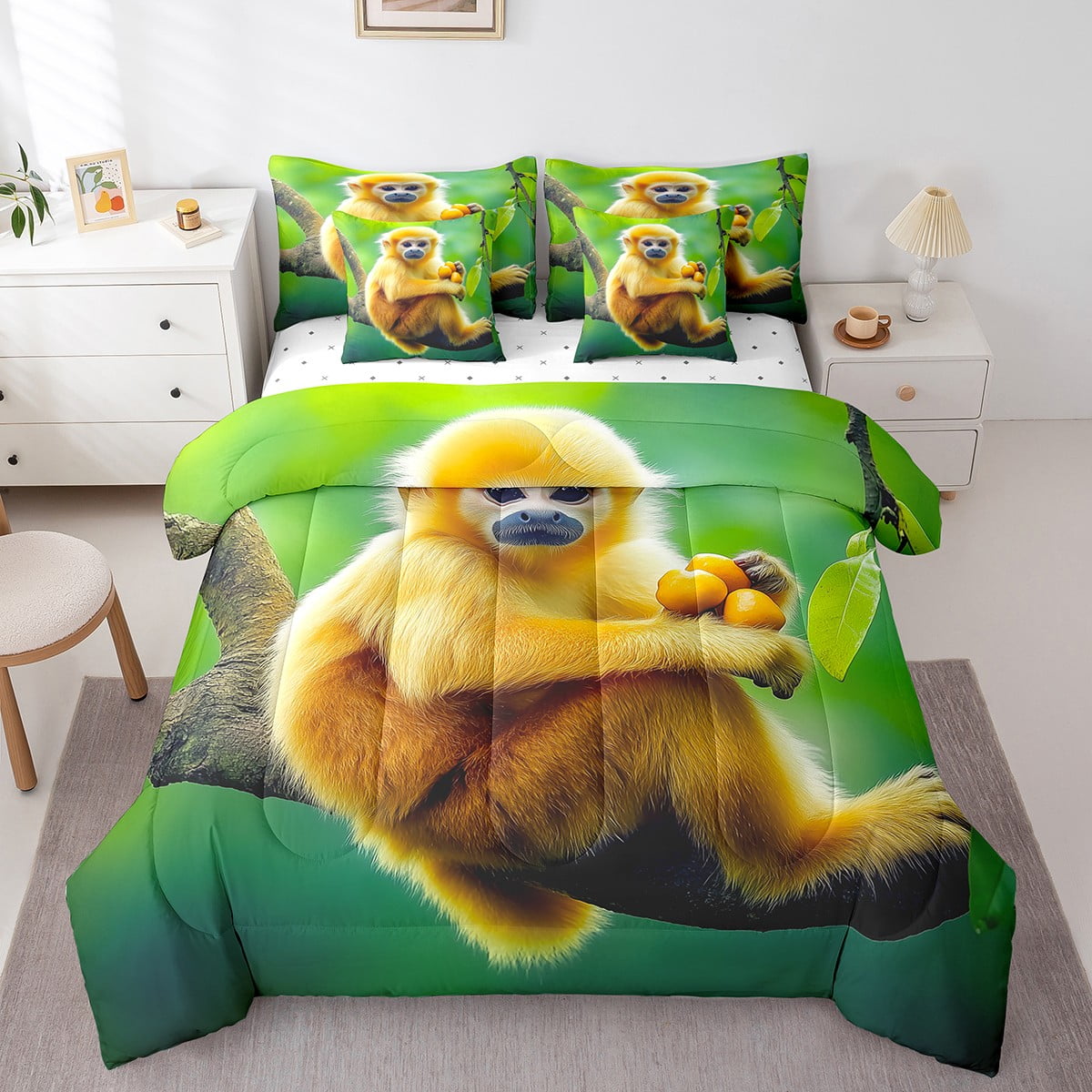 Golden Monkey 7 Piece Comforter Set Full Bed In A Bag,Animals Bedding ...