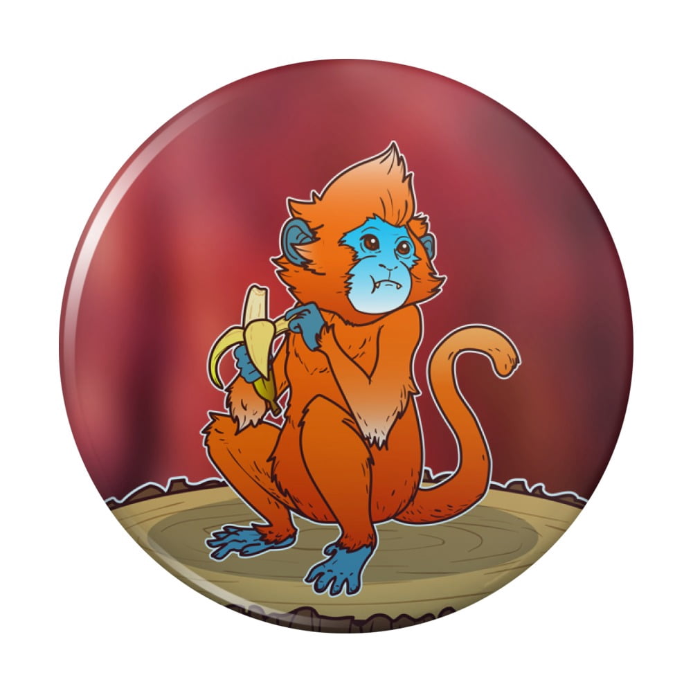 Golden Monkey Eating a Banana Kitchen Refrigerator Locker Button Magnet ...