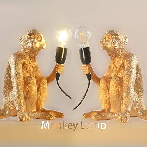 Golden Monkey Table Lamp, LongTN LED Resin Sitting Monkey Lighting ...