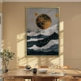 Golden Moon Poster Abstract Layered Mountains Wall Art Celestial Theme ...