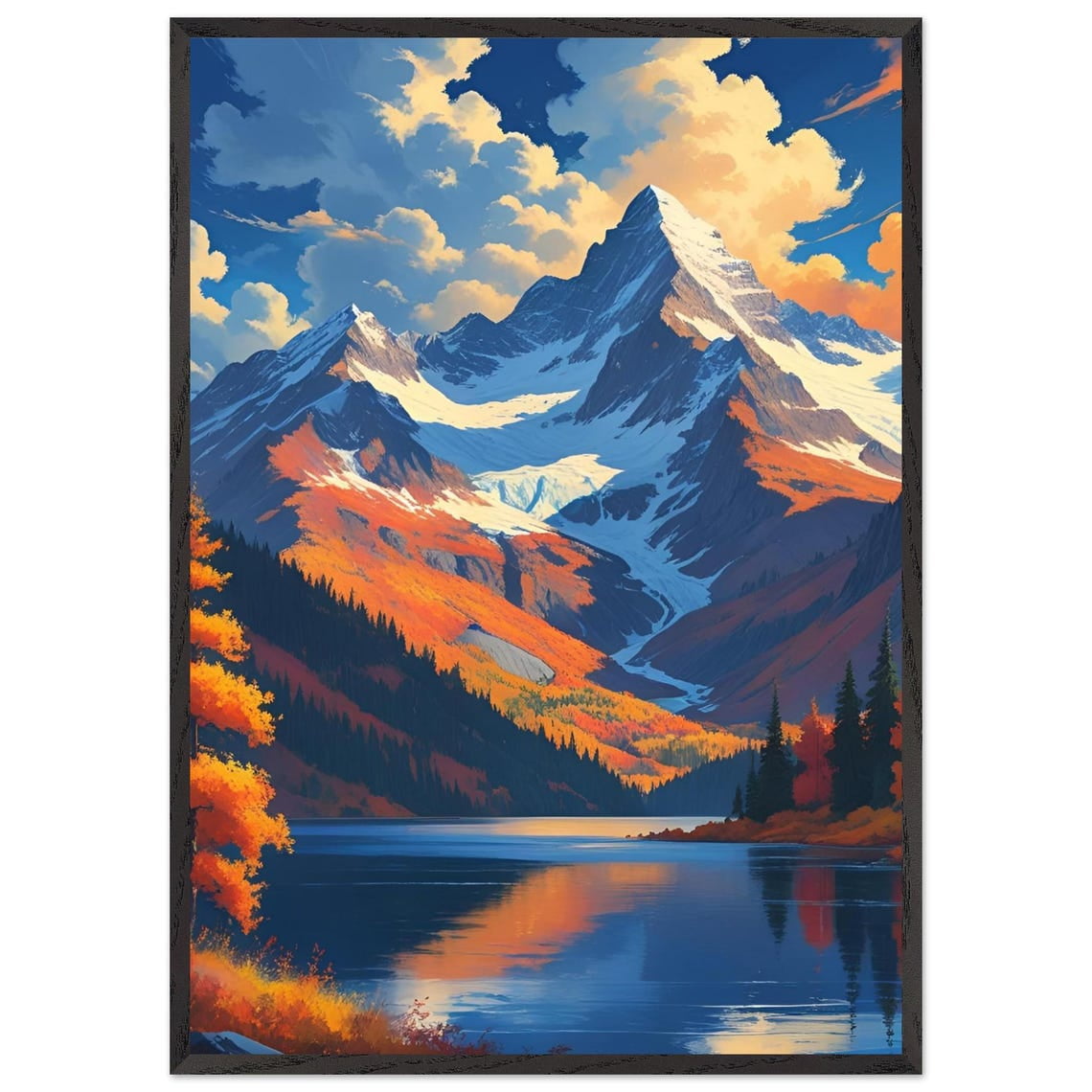 Golden Mountain Art in Wooden Frame Ready to Hang for Home & Office ...