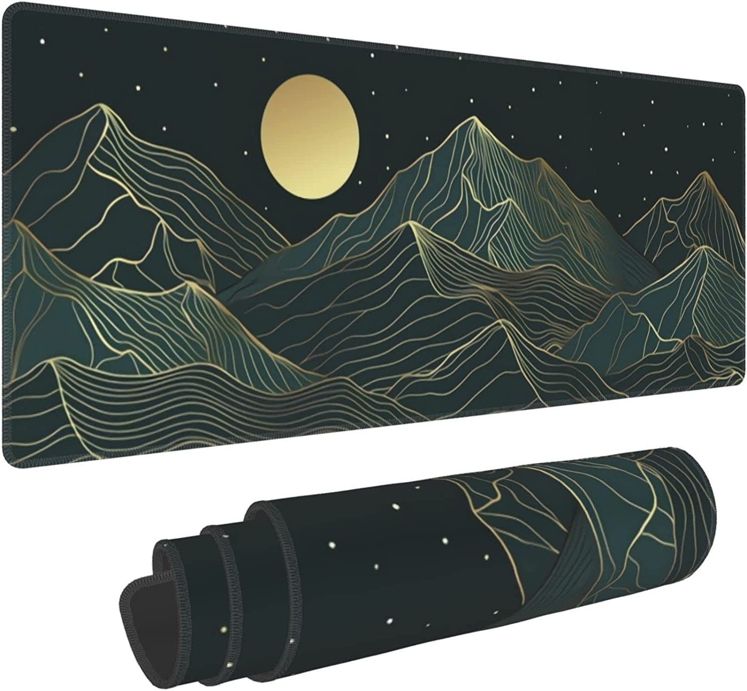 Golden Mountain Line Moon Landscape Gaming Mouse Pad XL Extended Large ...