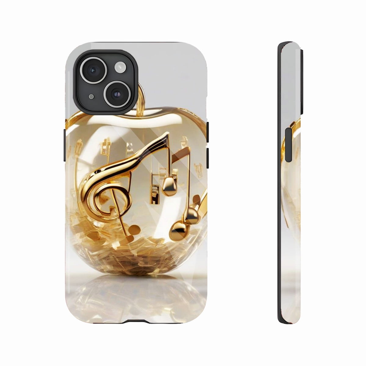 Golden Music Note Apple-Shaped iPhone Case with Shiny Crystal Effect ...