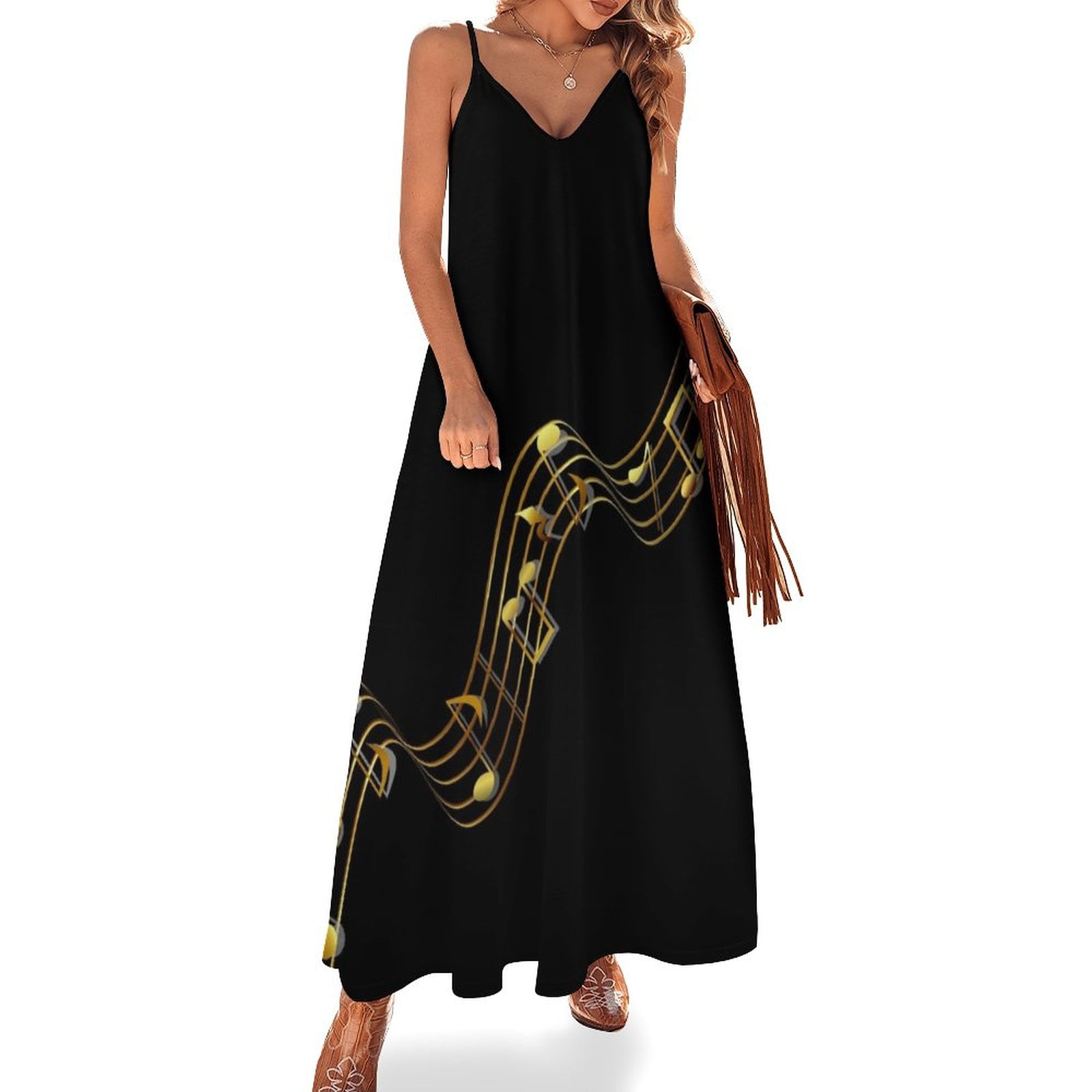 Golden Music Notes (Mendelle) Sleeveless Dress summer dress korean ...