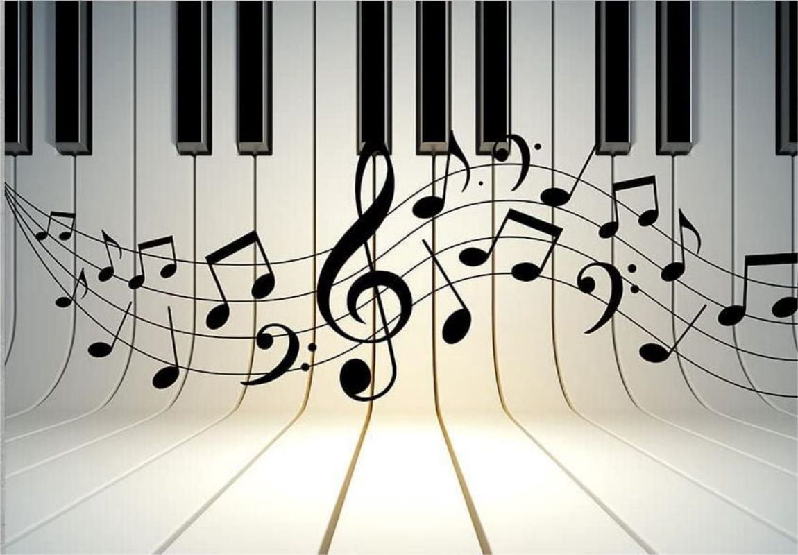 Golden Musical Notes Theme Backdrop Piano Background Custom Birthday ...