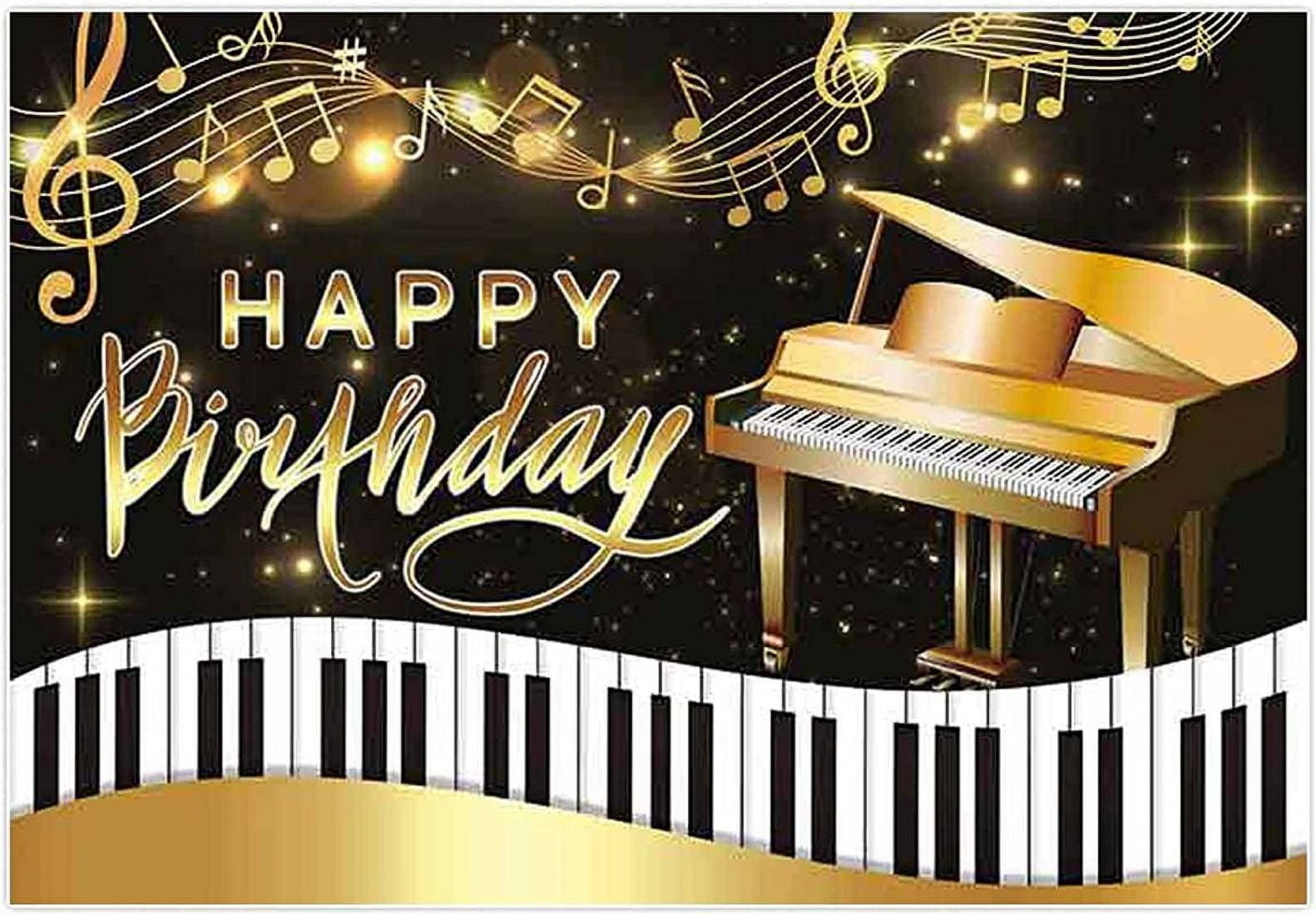 Golden Musical Notes Theme Backdrop Piano Background Custom Birthday ...