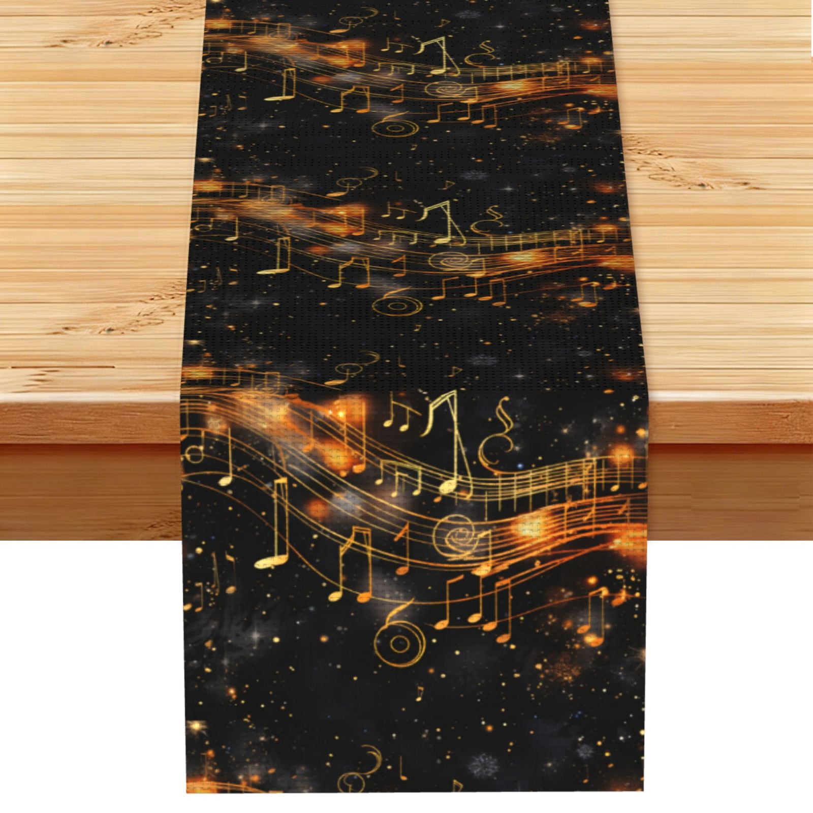 Golden Musical Notes With Piano Starry Table Runner 13x72 Inch for ...
