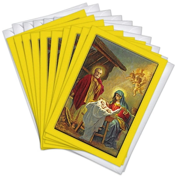 Golden Nativity Religious Christmas Greeting Cards | 20 Pack Bulk Set ...
