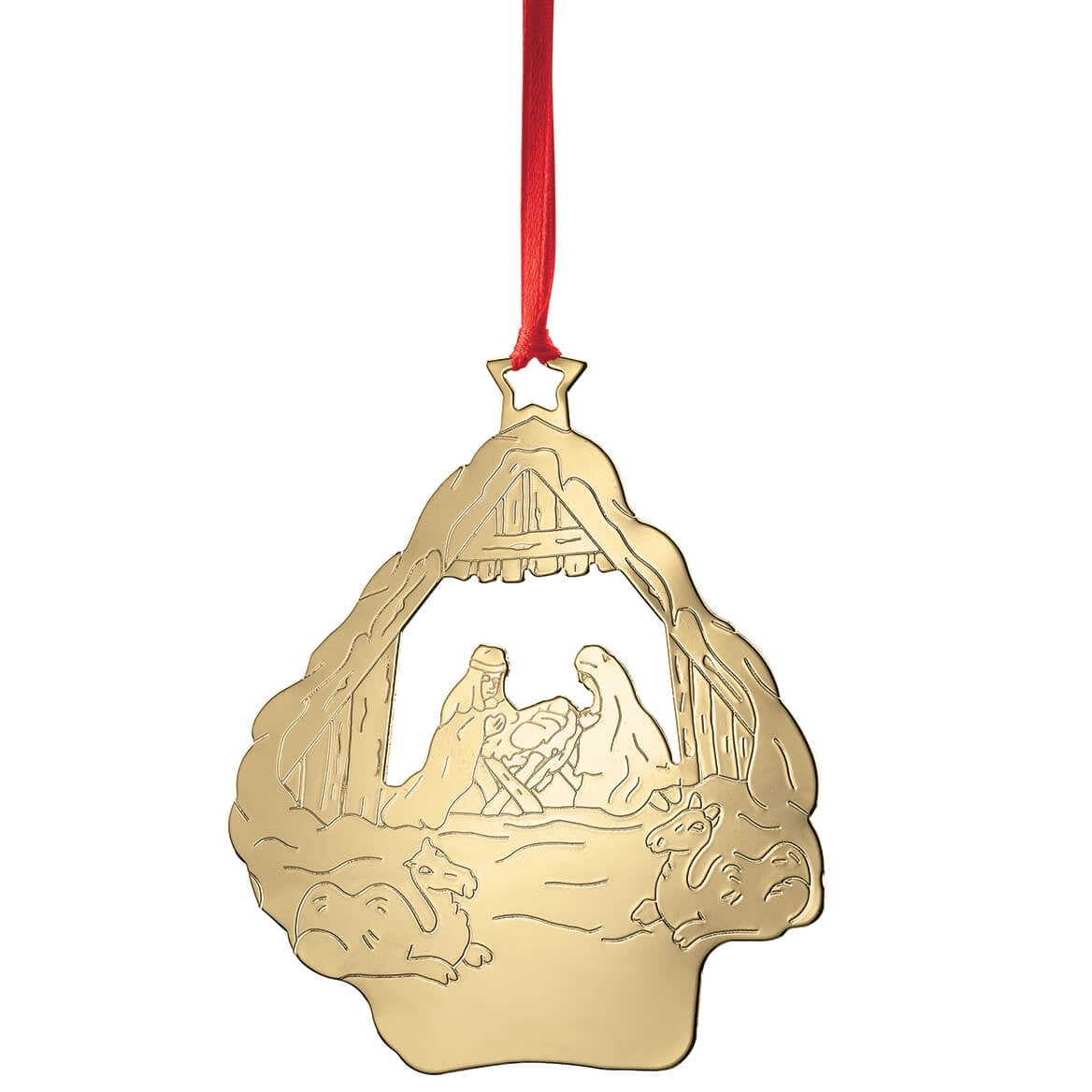 Golden Nativity Scene Chrisas Ornament - Exquisite Depiction of the ...