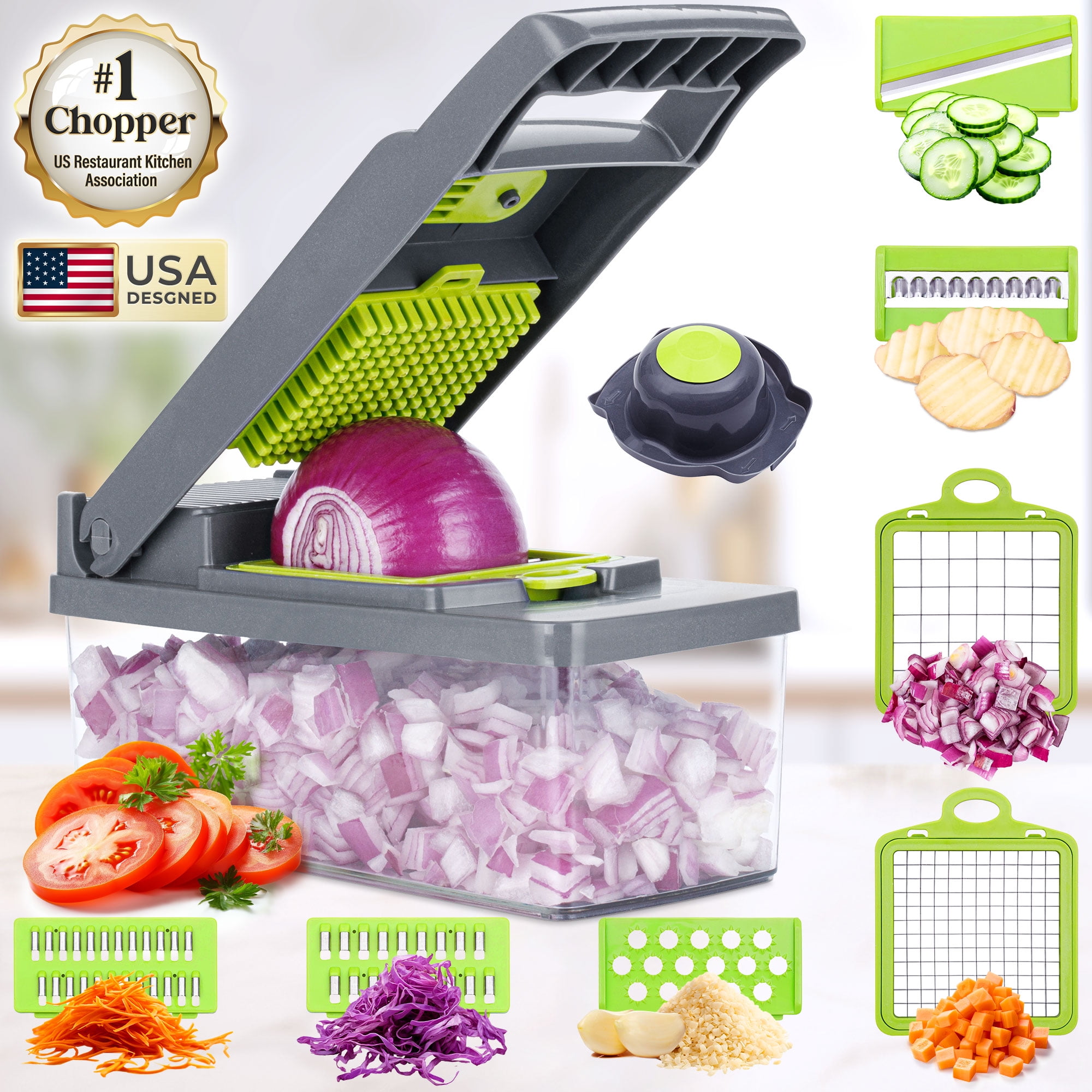 Golden Nature Vegetable Chopper, 14-in-1 Veggie Cutter, Dicer, Slicer ...
