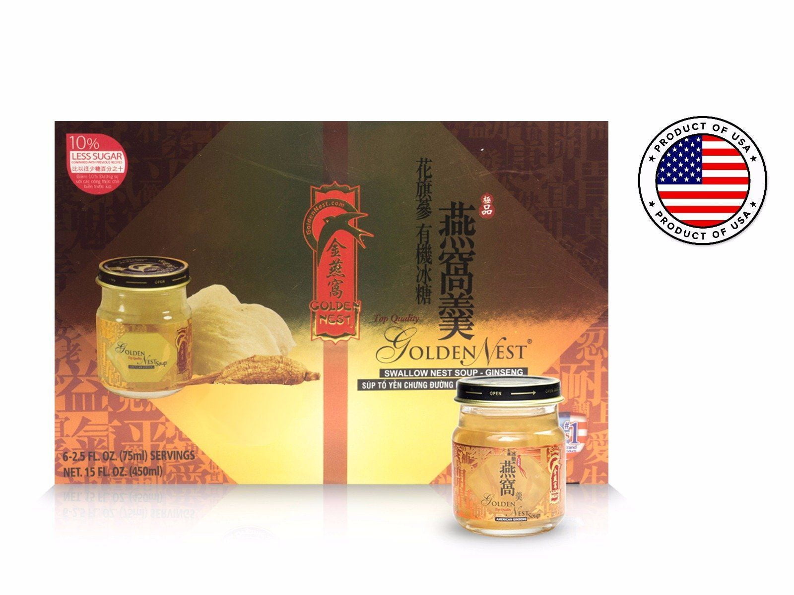 Golden Nest Birds Nest Soup - Ginseng - 1 Case = 8 Boxes ( 48 Bottles x ...