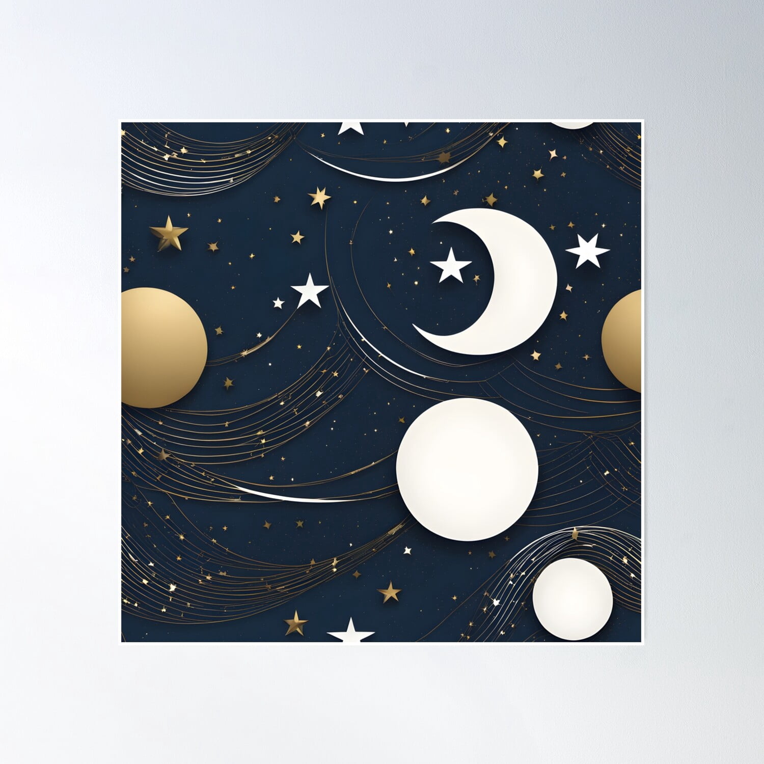 Golden Night Whispers Poster Wall Art, Modern Wall Decor, 16x16 ...
