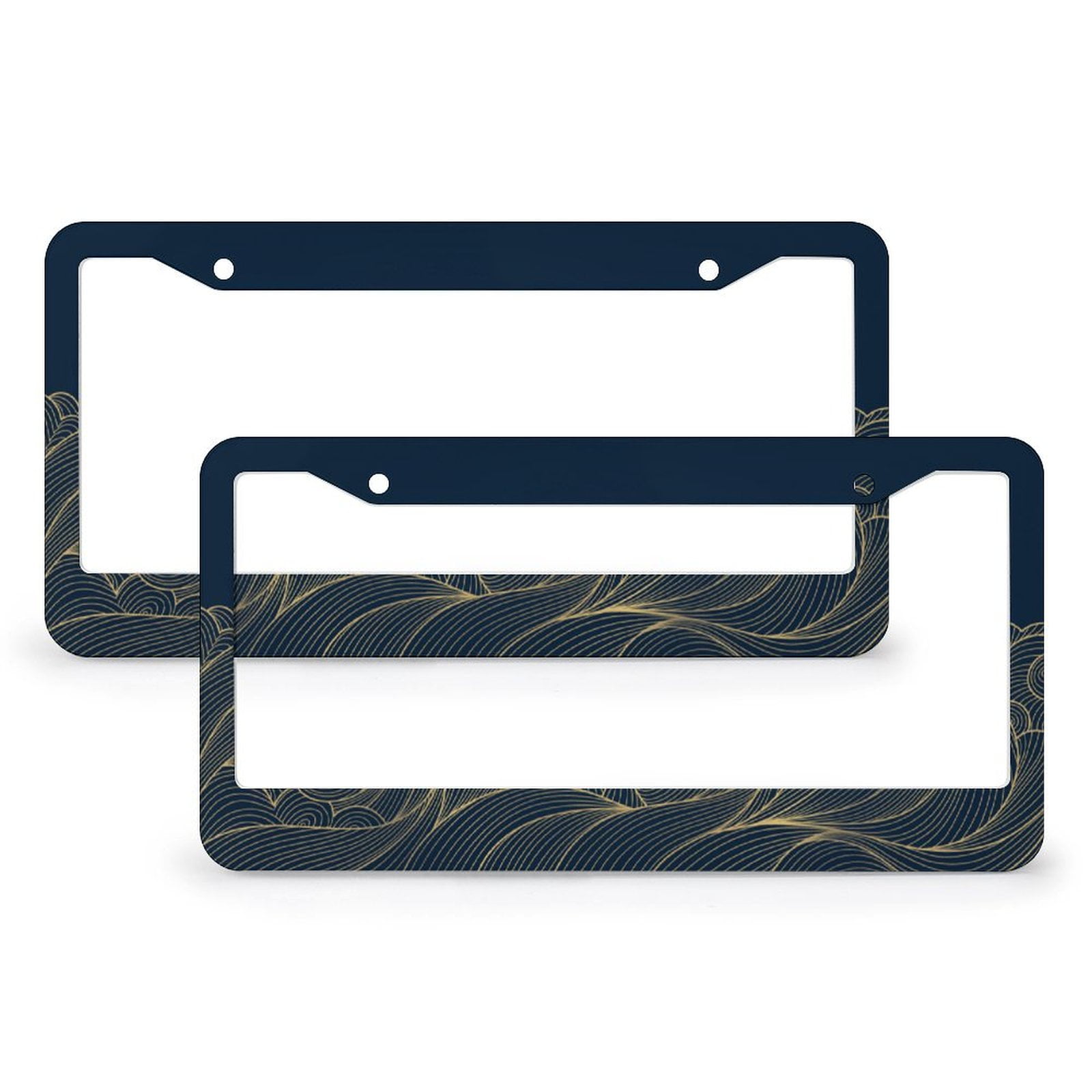 Golden Ocean Waves Pattern Japanese Style License Plate Frame - 2 Pack ...