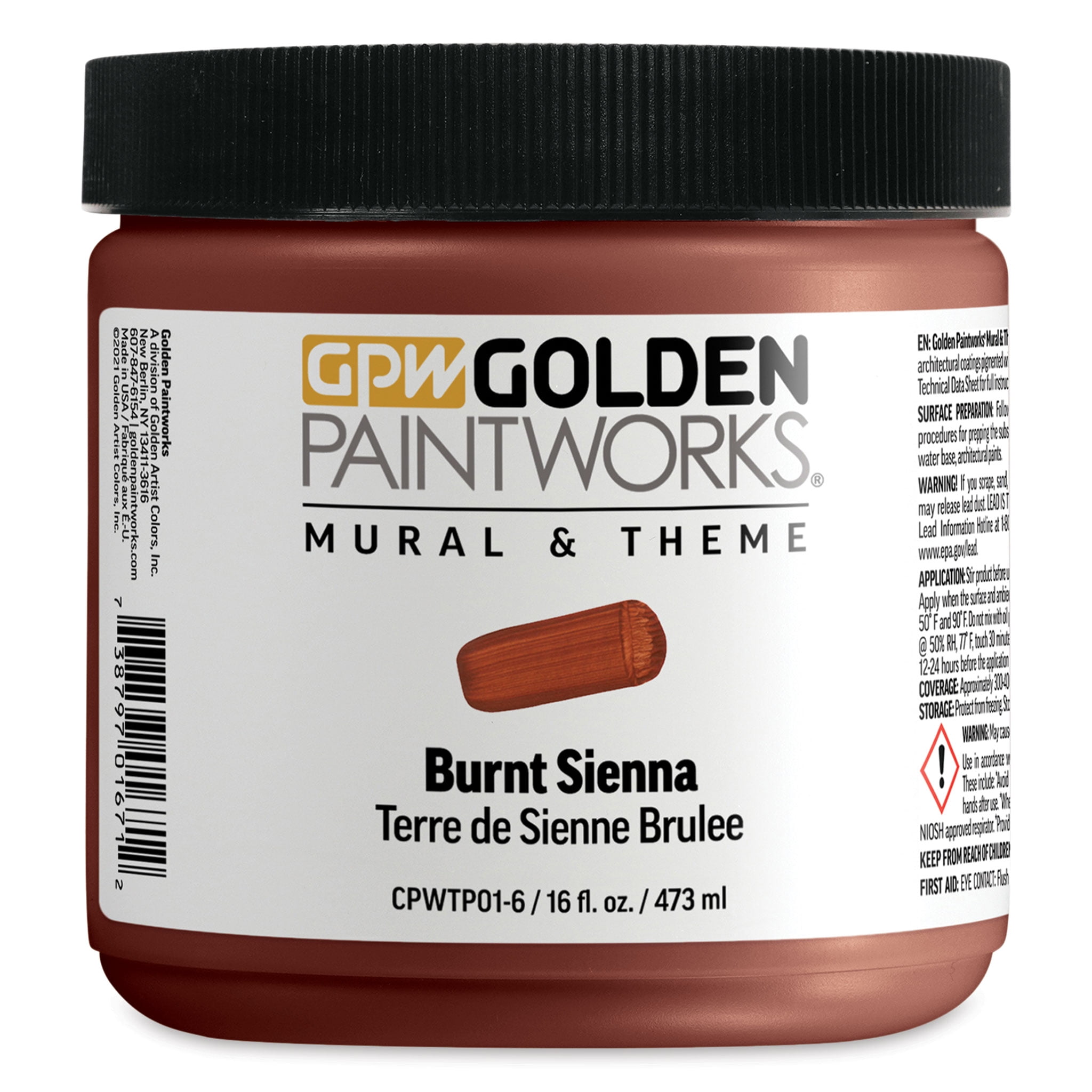 Golden Paintworks Mural and Theme Acrylic Paint - Burnt Sienna, 16 oz, Jar - Walmart.com