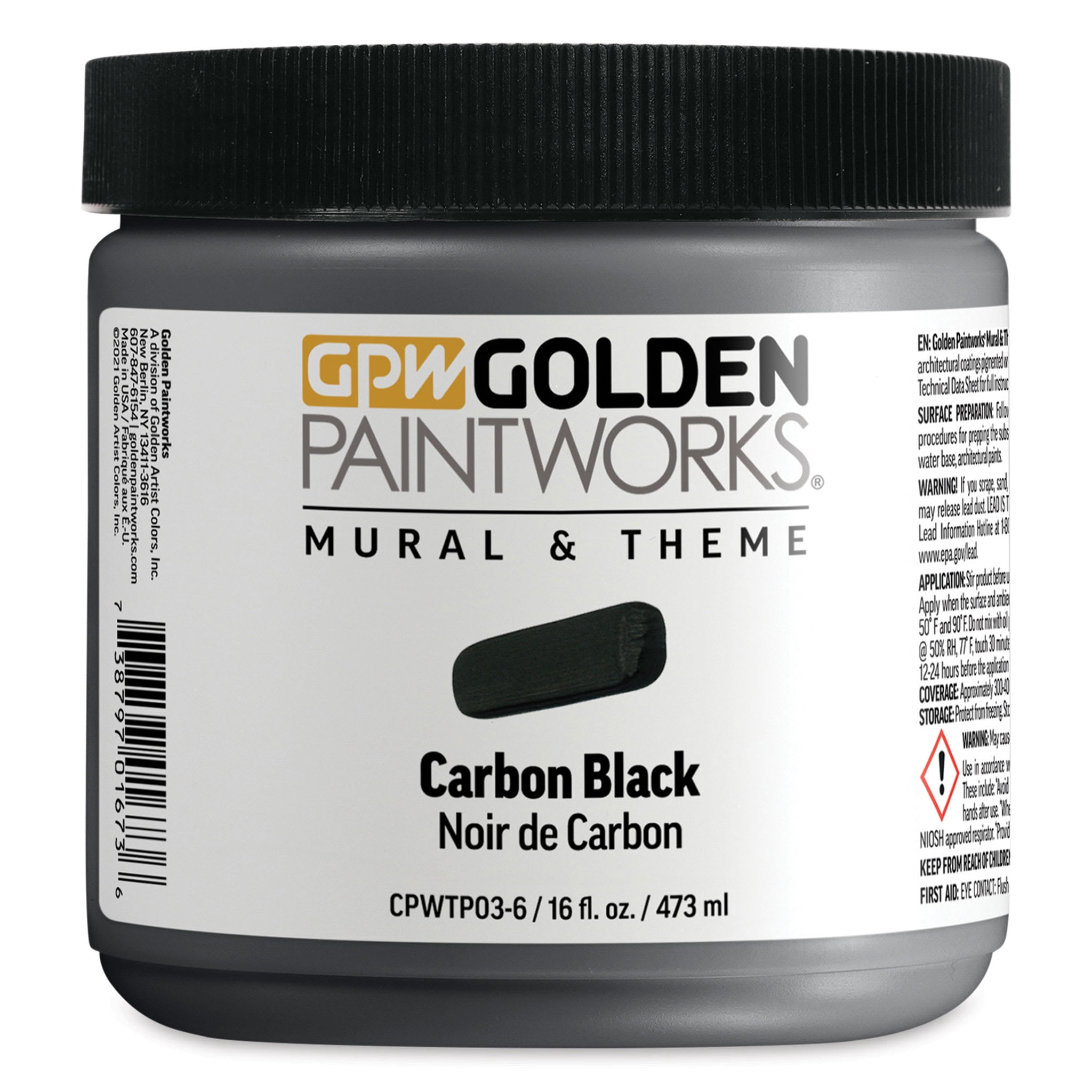 Golden Paintworks Mural and Theme Acrylic Paint - Carbon Black, 16 oz ...