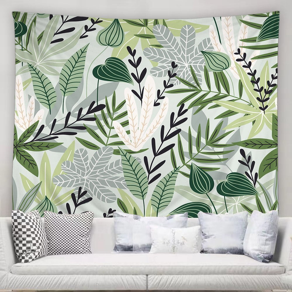 Golden Palm Leaf Tapestry Black Background Tropical Plant Turtleback ...