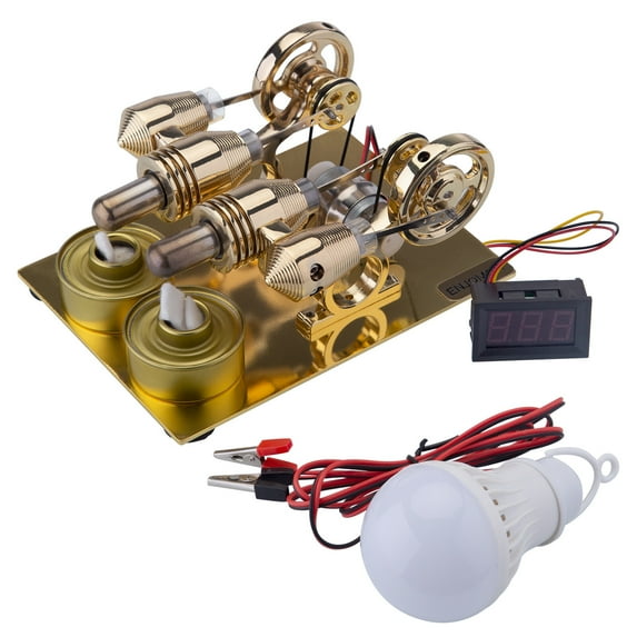 Golden Parallel Four Cylinder Hot Air Stirling Engine Model - External ...
