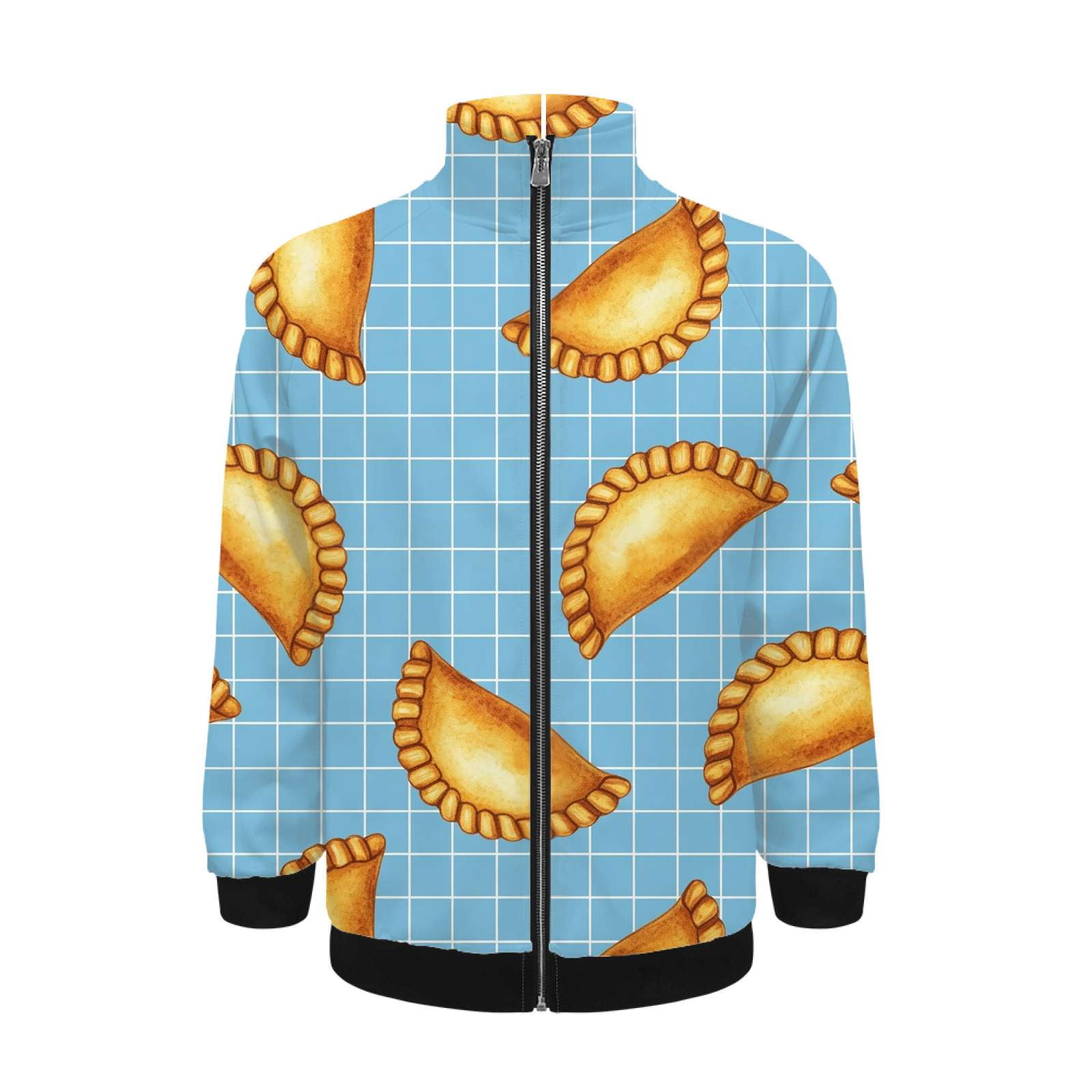 Golden Pastries Blue Grid Background Jacket Men's Street Cool Long ...