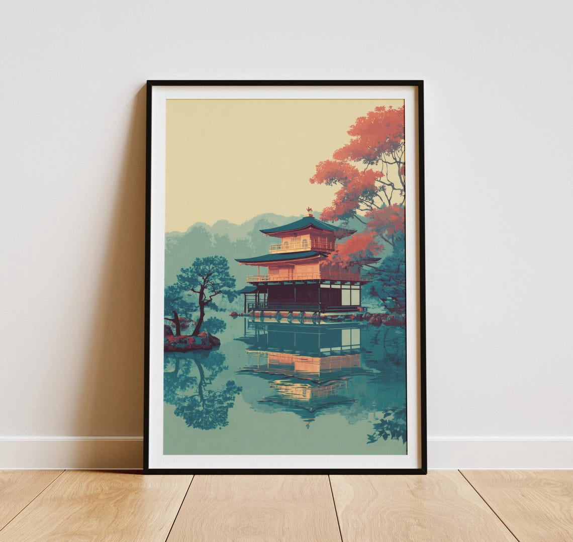 Golden Pavilion Zen Print, Kinkaku,Ji Japanese Temple UNFRAMED Poster ...