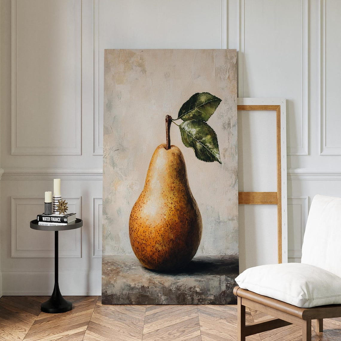 Golden Pear Still Life Art Print – Rustic Fruit Wall Decor, Vintage ...