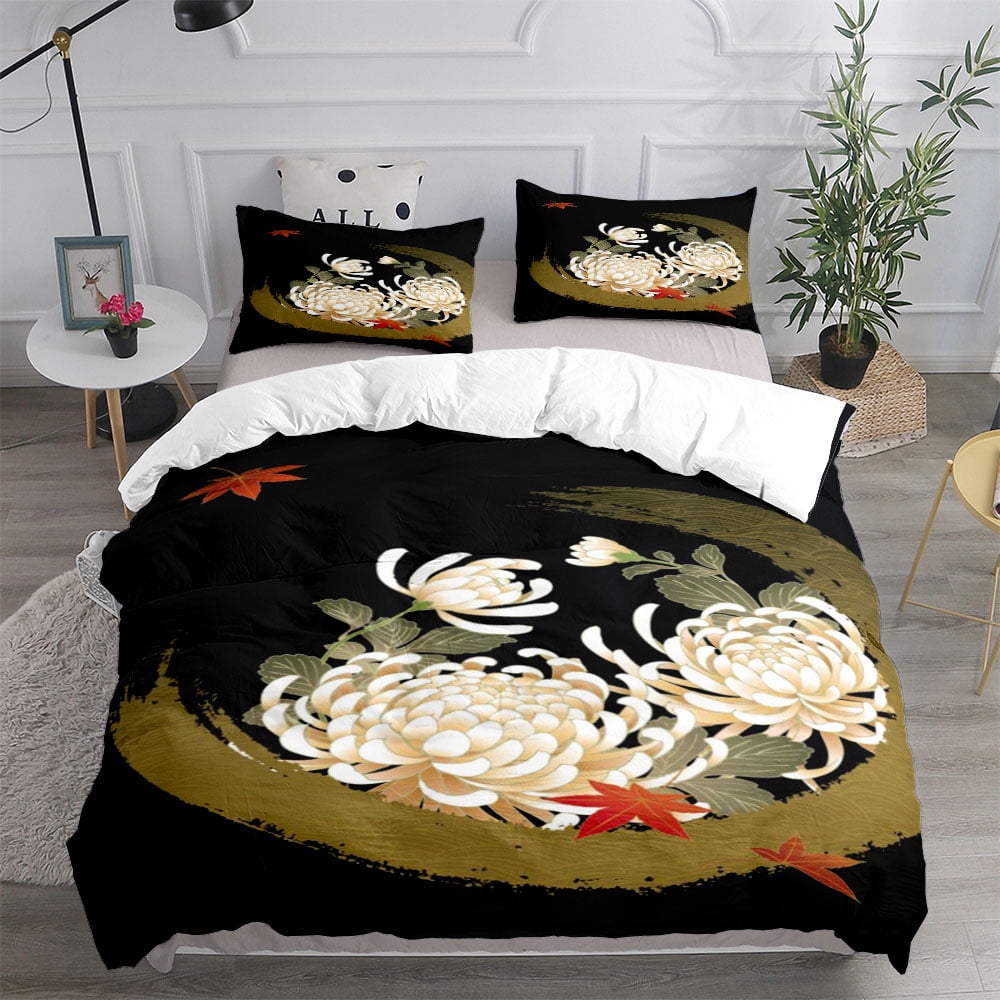 Golden Peony Flower Duvet Cover Set - Walmart.com