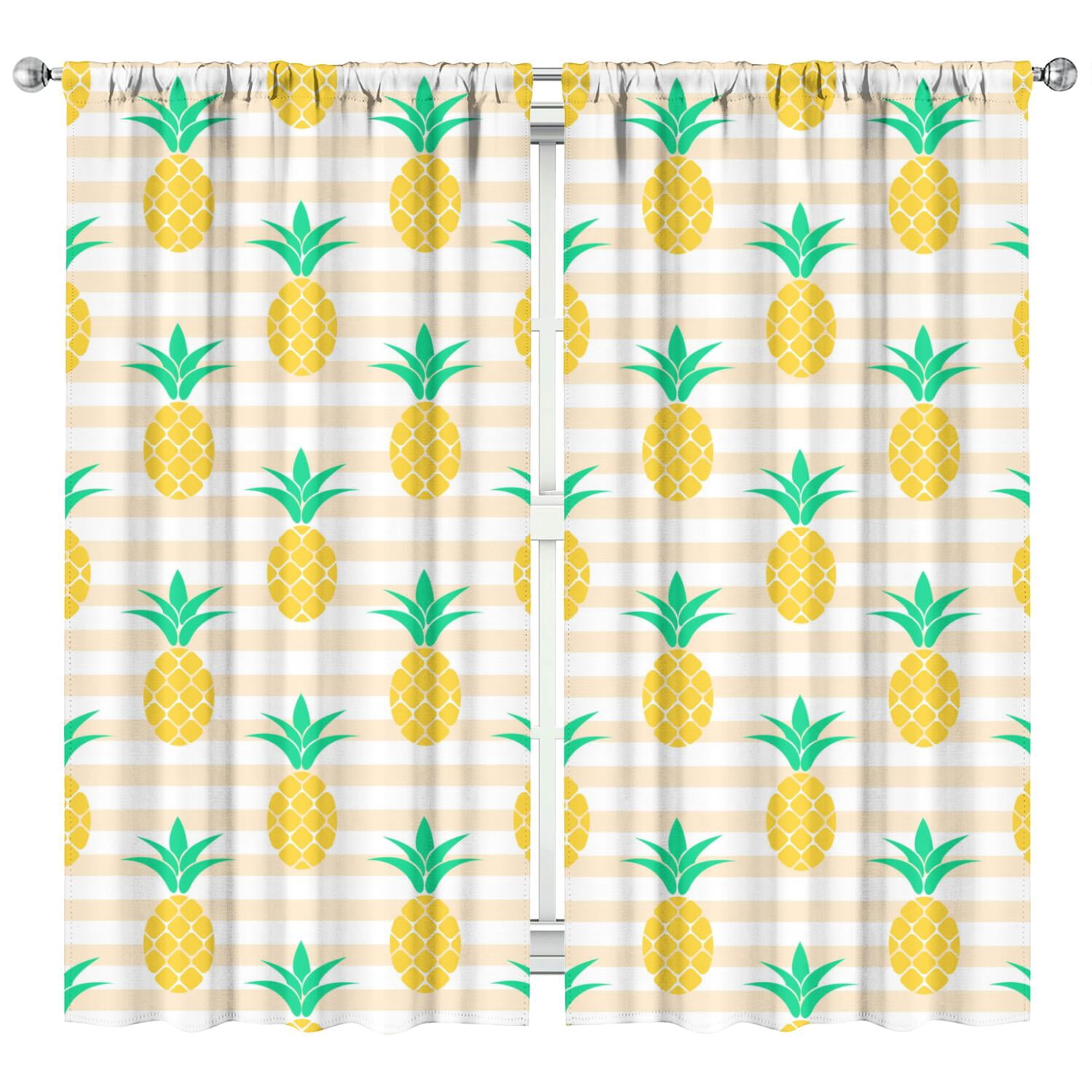 Golden Pineapple Kitchen Curtains Set Of 2 42x84 Inch Tier Panels