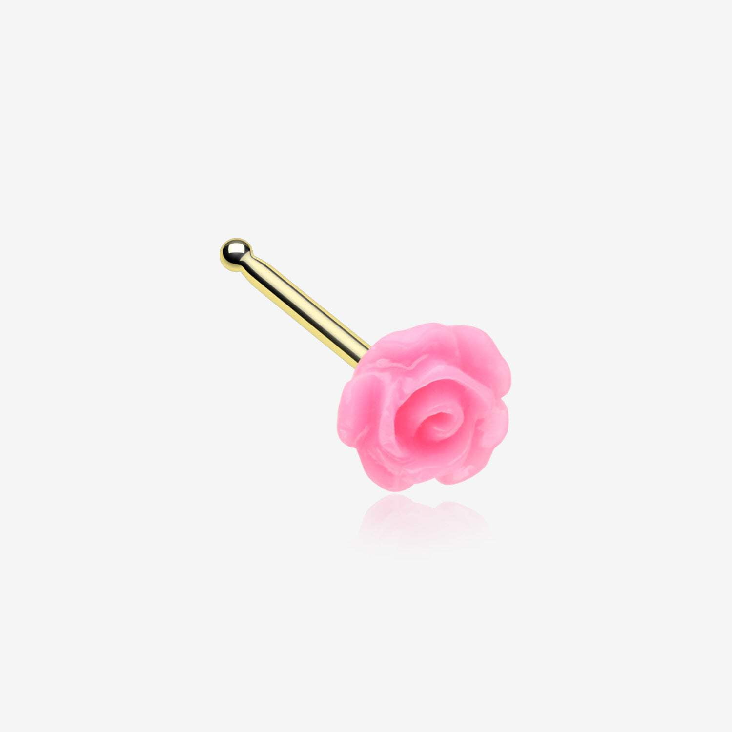 Golden Pink Blossom Rose Nose Stud Ring - Walmart.com