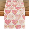 Golden Pink Love Valentine's Day Table Runner, Seasonal Anniversary ...