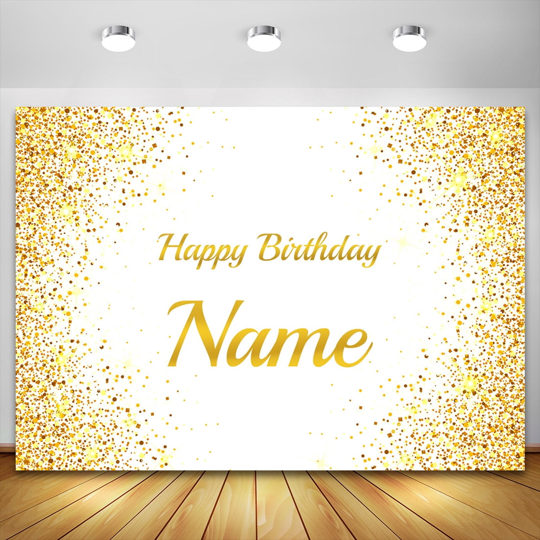 Golden Pink Silver Glitters Party ration Background Custom Name ...
