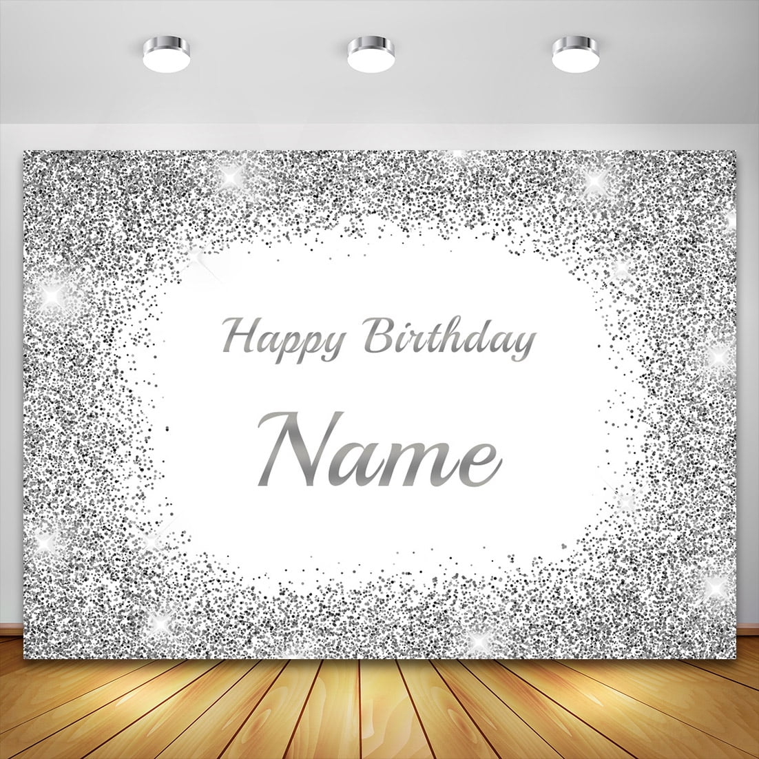 Golden Pink Silver Glitters Party ration Background Custom Name ...